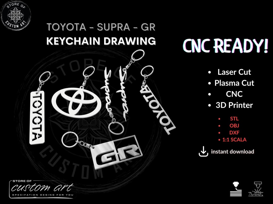 Toyota Supra Gazoo Racing Keychain DXF STL OBJ 3D Print File - Etsy