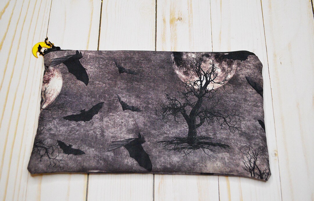 Gothic Bats Zipper Pouch With Decorative Bat Zipper Charm - Etsy