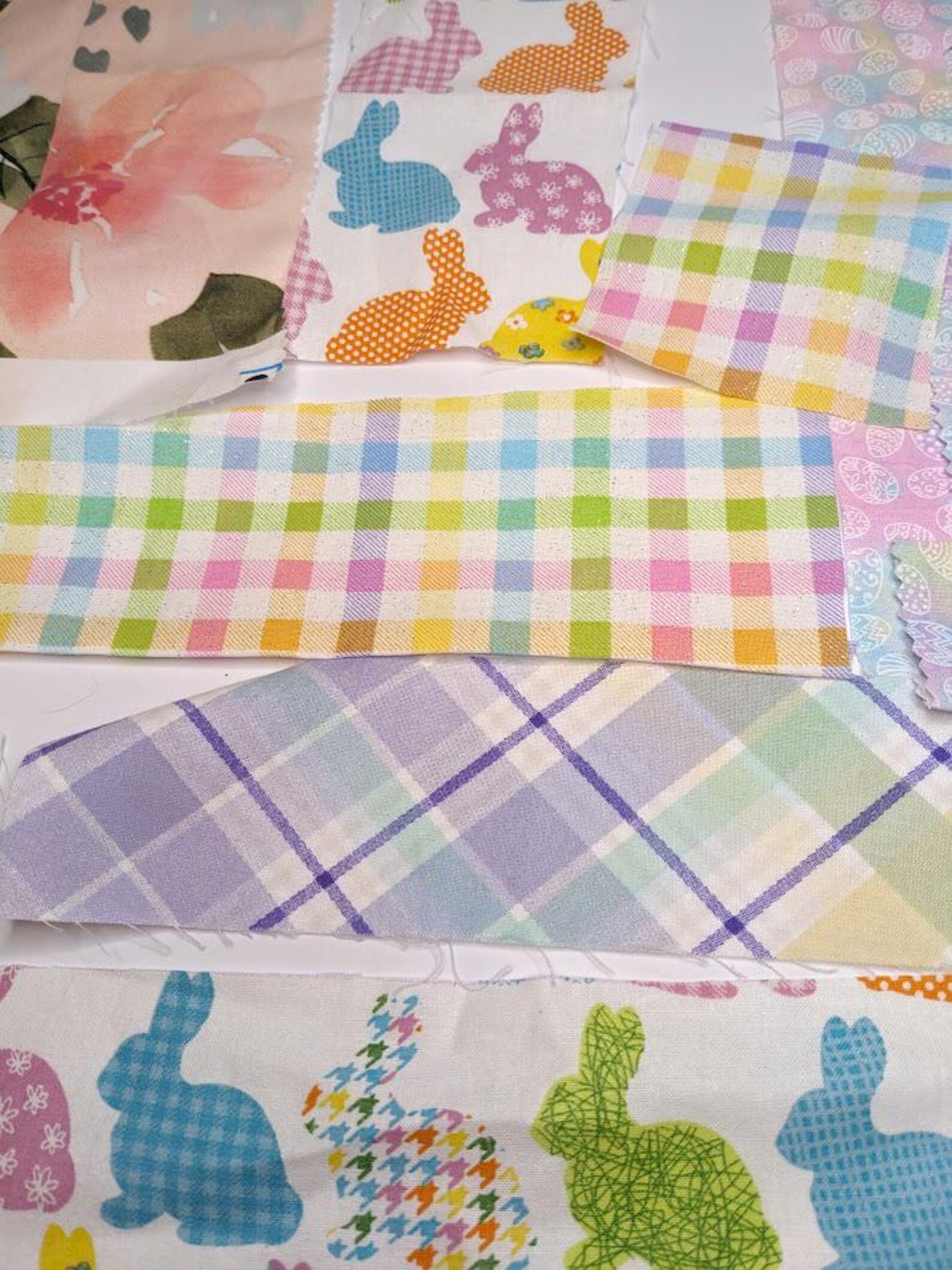 Pastel Easter Spring Fabric Scraps- Perfect for Quilts, and Other ...
