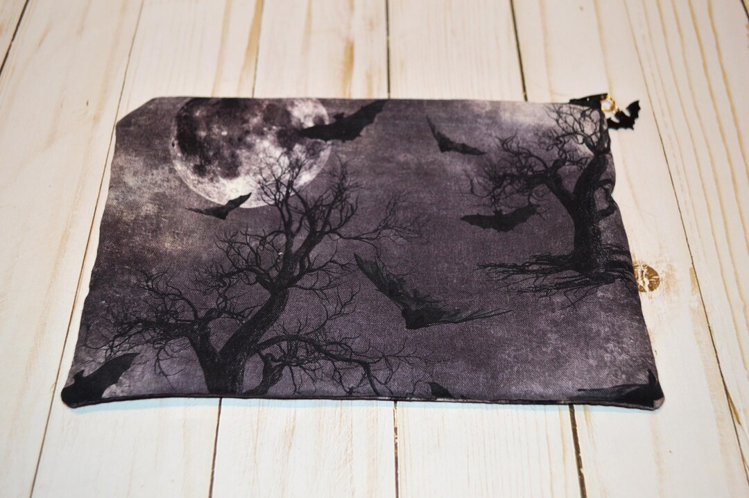 Gothic Bats Zipper Pouch With Vampire Bat Zipper Charm and Decorative ...