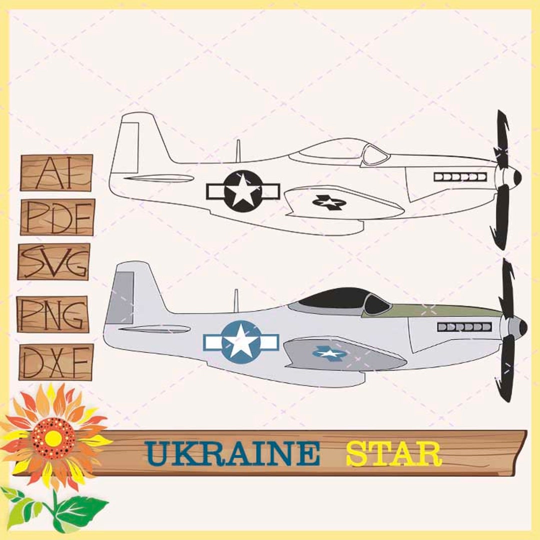 Aviation Svg Military North American P-51 Mustang - Etsy