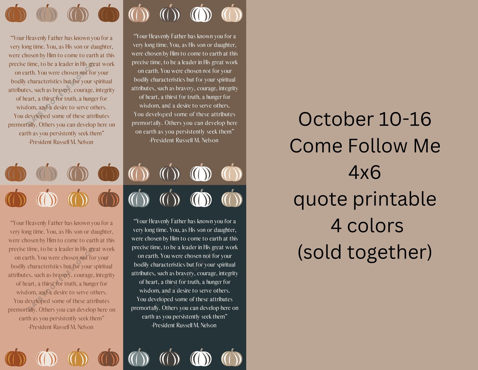 Come Follow Me Printable Quotes Bundle for October 4x6 for - Etsy
