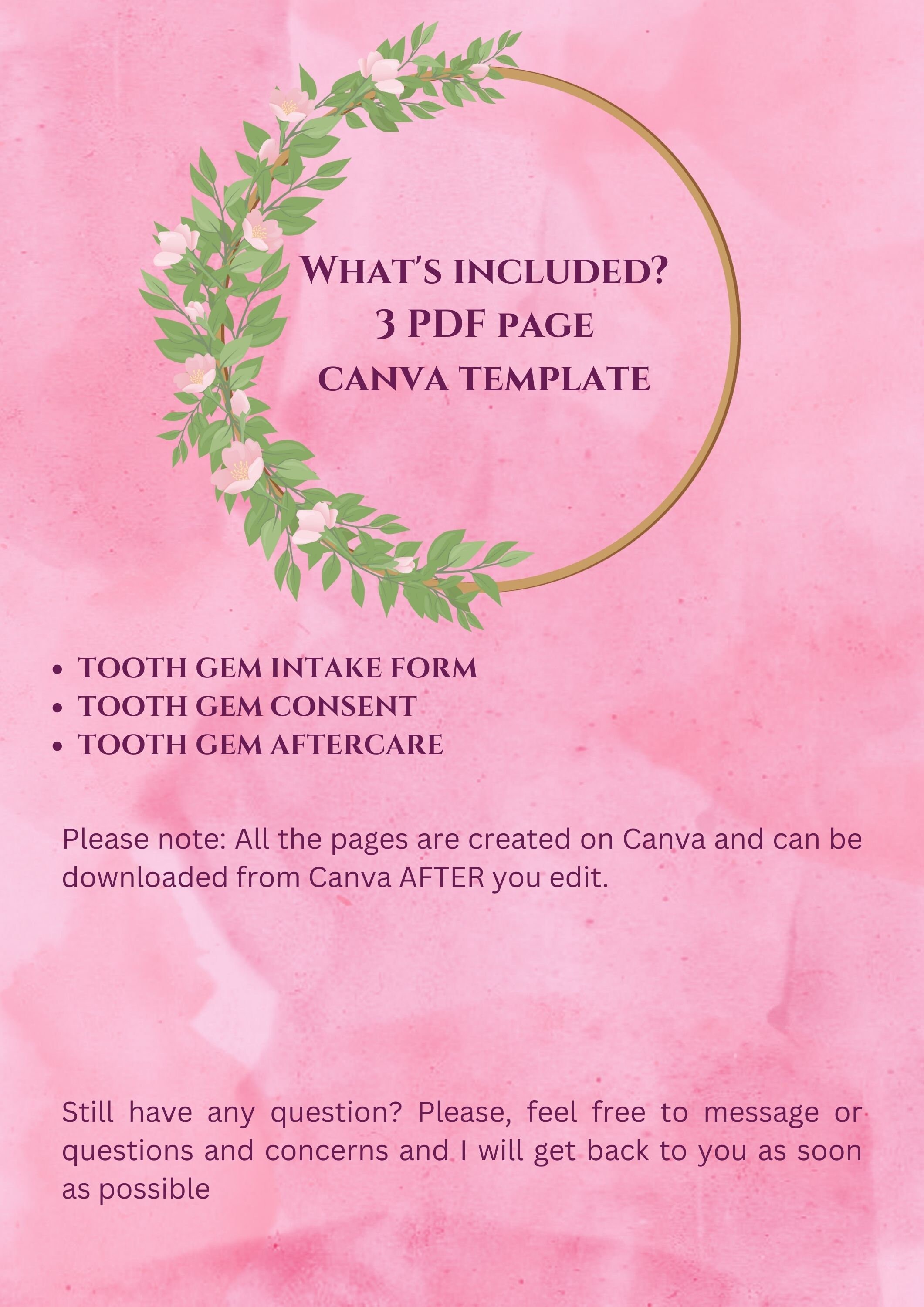 Editable Tooth Gem Intake Consent Aftercare Form Templates - Etsy
