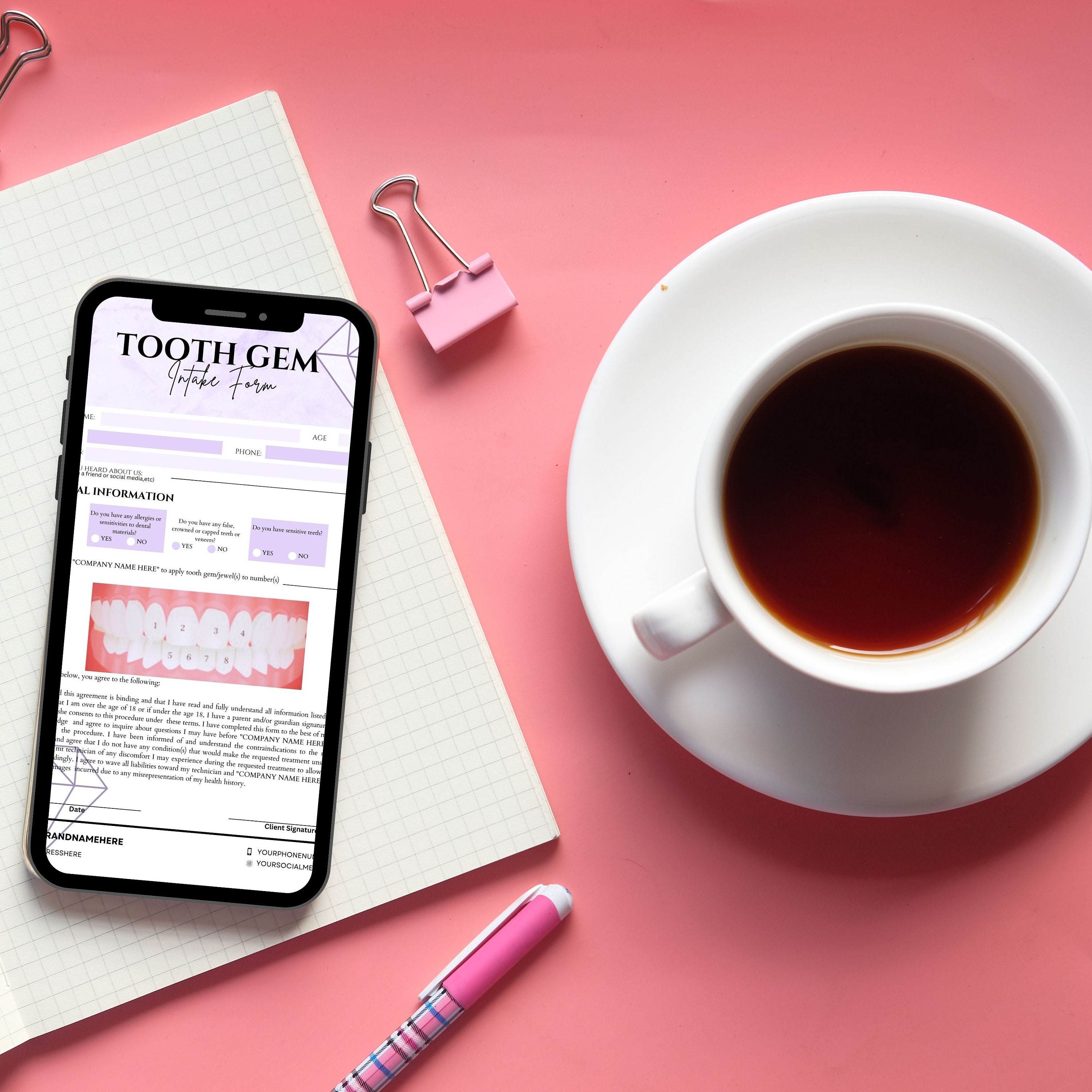 Editable Tooth Gem Intake Consent Aftercare Form Templates - Etsy