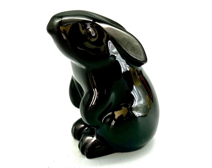 Vintage Baccarat Black Crystal Bunny Rabbit Sculpture, Signed on Side ...
