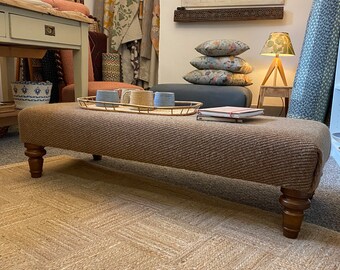 Large Footstool Ottomon Coffee Table Handmade and Covered in Handwoven ...