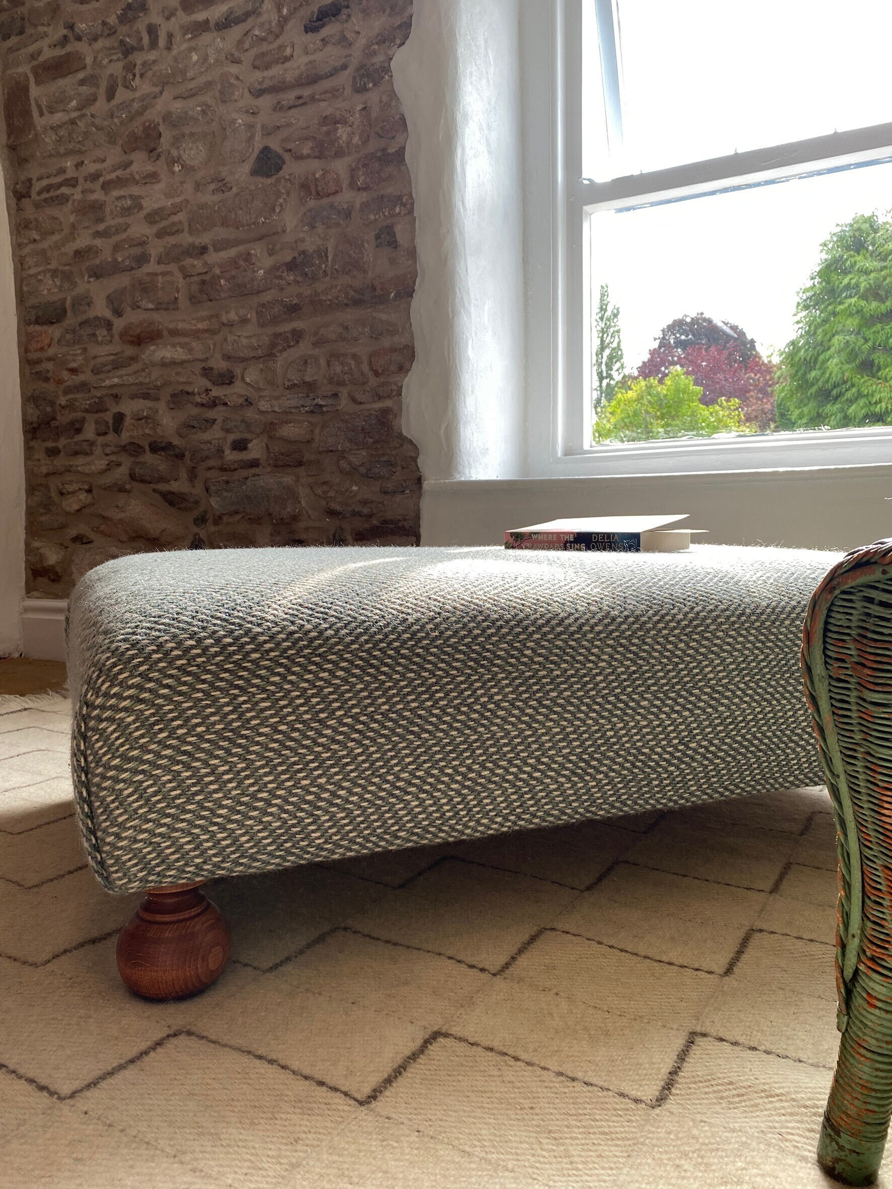 Large Footstool Ottomon Coffee Table Handmade and Covered in Handwoven ...