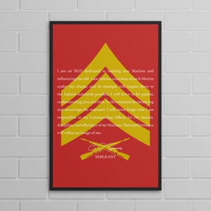 USMC NCO Sergeant Creed Poster, With Custom Name, USMC Promotion Gift ...
