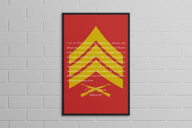 USMC NCO Sergeant Creed Poster, With Custom Name, USMC Promotion Gift ...