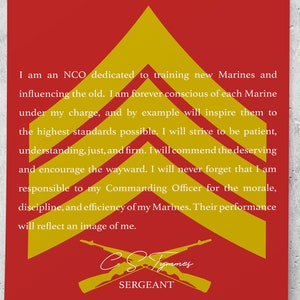 USMC NCO Sergeant Creed Poster, With Custom Name, USMC Promotion Gift ...