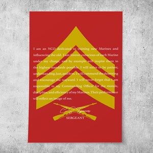 USMC NCO Sergeant Creed Poster, With Custom Name, USMC Promotion Gift ...
