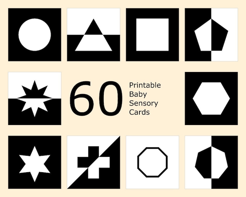 60 High-contrast Black and White Geometric Montessori Digital Download ...