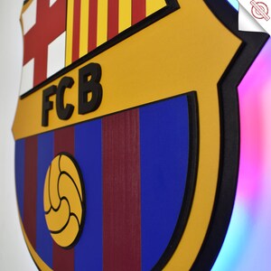 3D FC Barcelona Logo LED Wall Art: Wooden Soccer Decor - Etsy