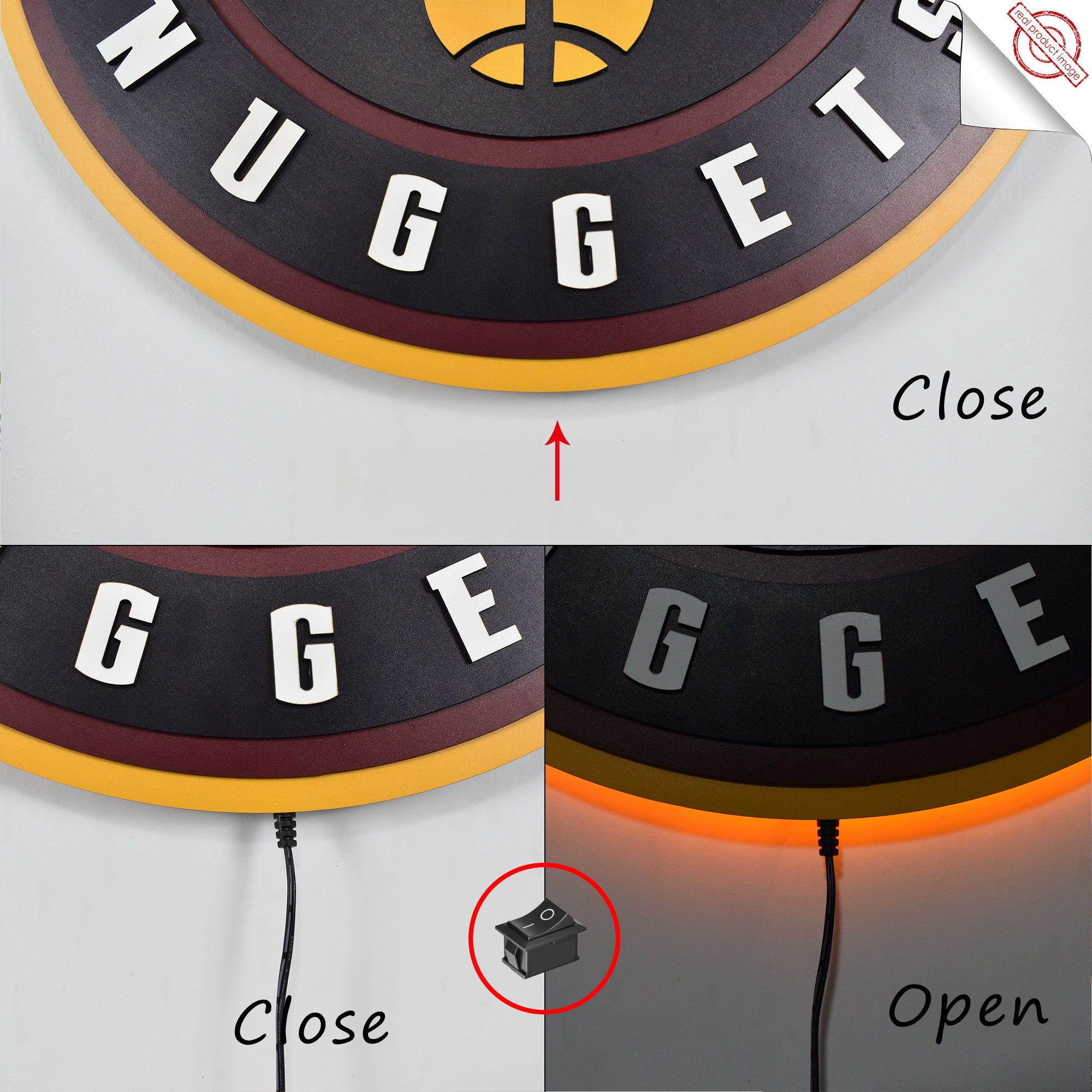 3D Denver Nuggets LED Light - Wooden Wall Art - Etsy