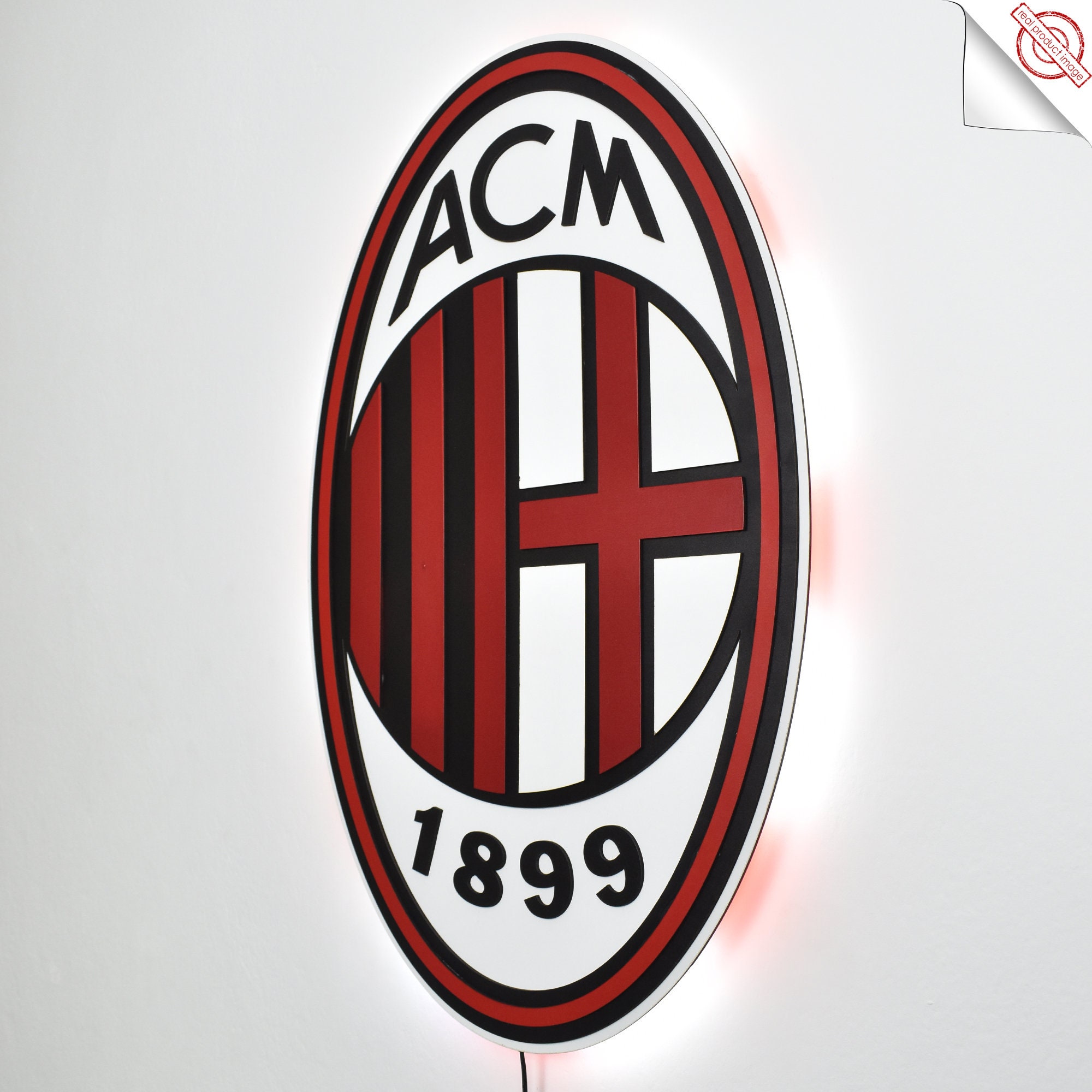 3D AC Milan Team Logo. Led Light, Wall Art AC Milan. for Wall AC Milan ...