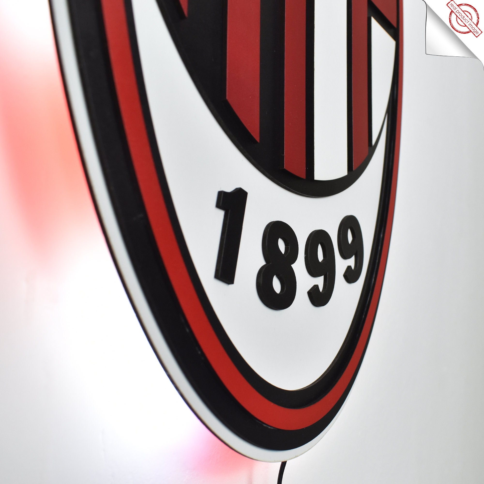 3D AC Milan Team Logo. Led Light, Wall Art AC Milan. for Wall AC Milan ...