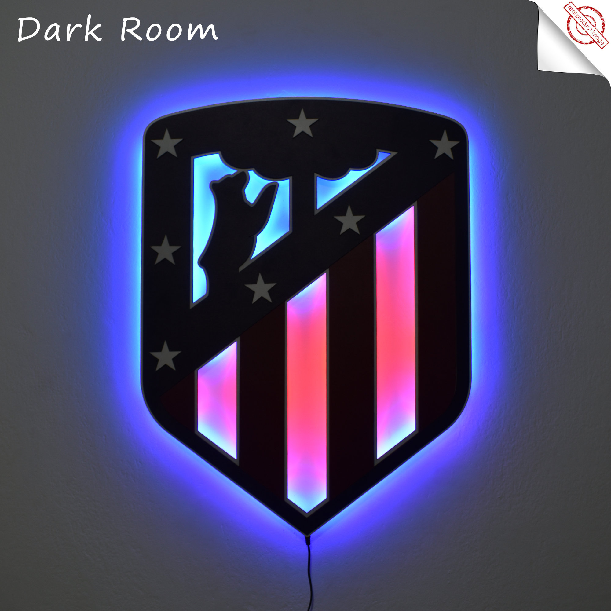 3D Atlético Madrid Team Logo. Led Light, Wall Art Atlético Madrid ...