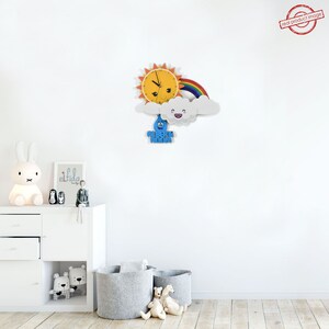 Child Room Wall Clock, Kid Wall Clock, Pendulum Kid Clock, Personalized ...