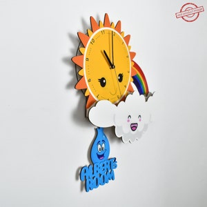 Child Room Wall Clock, Kid Wall Clock, Pendulum Kid Clock, Personalized ...