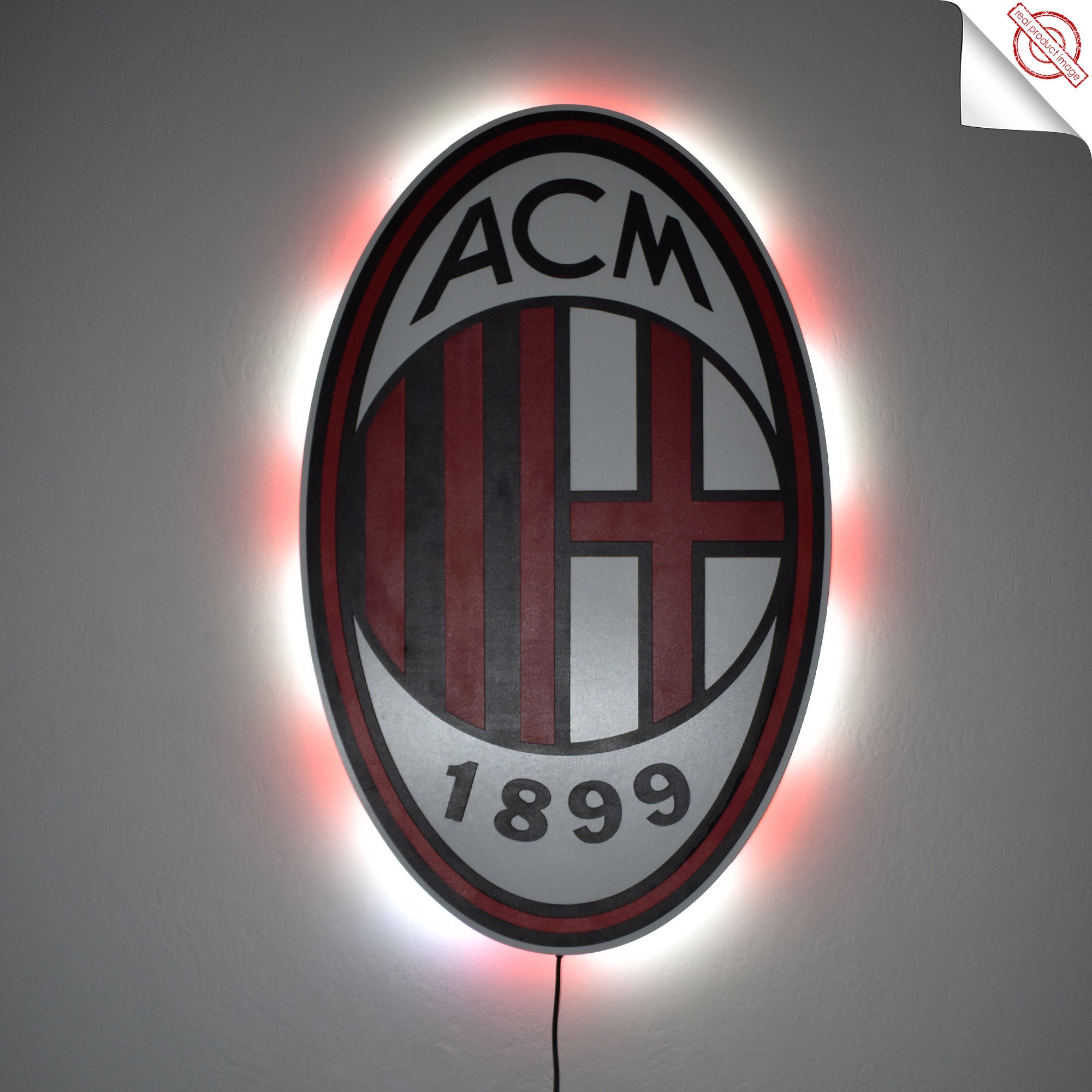 3D AC Milan Team Logo. Led Light, Wall Art AC Milan. for Wall AC Milan ...