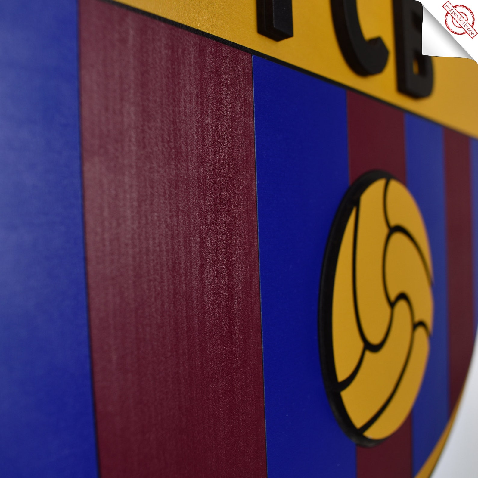 3D FC Barcelona LED Light Wooden Logo, Wooden Soccer Decor (50cmx50xm ...