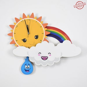 Child Room Wall Clock, Kid Wall Clock, Pendulum Kid Clock, Personalized ...