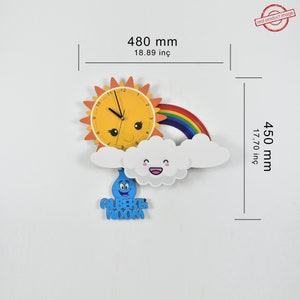 Child Room Wall Clock, Kid Wall Clock, Pendulum Kid Clock, Personalized ...