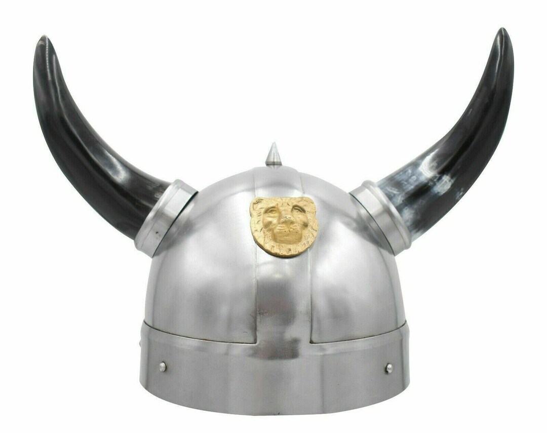 Medieval Battle ,cosplay Viking Hand-forged Helmet With Horn, Halloween ...