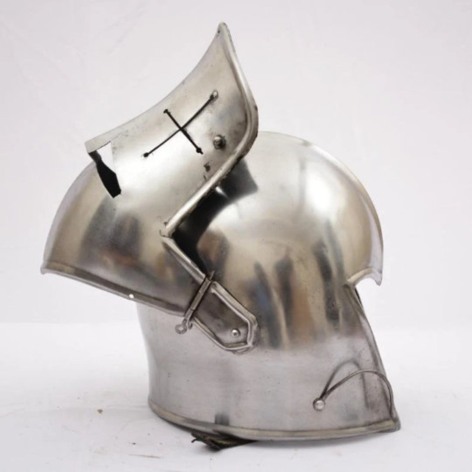 Medieval Hand-forged BLACK/ SILVER Visor Combat Barbute - Etsy