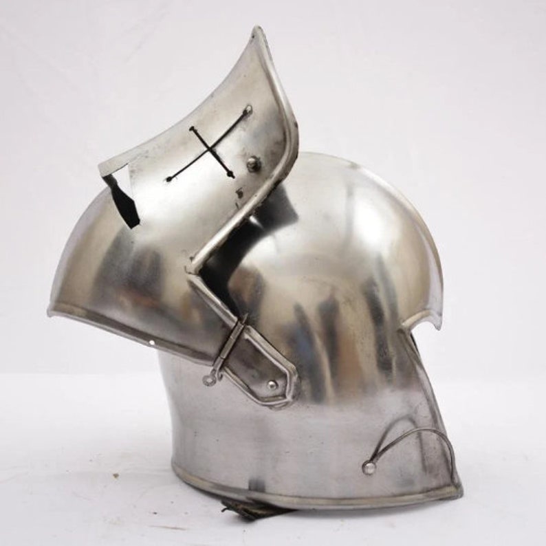 Medieval Hand-forged BLACK/ SILVER Visor Combat Barbute - Etsy