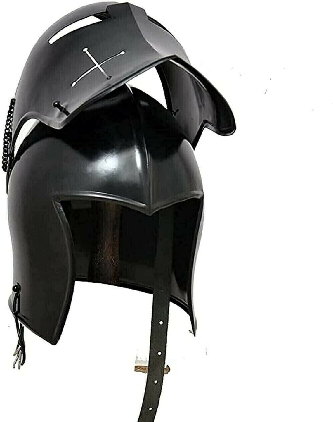 Medieval Hand-forged BLACK/ SILVER Visor Combat Barbute - Etsy