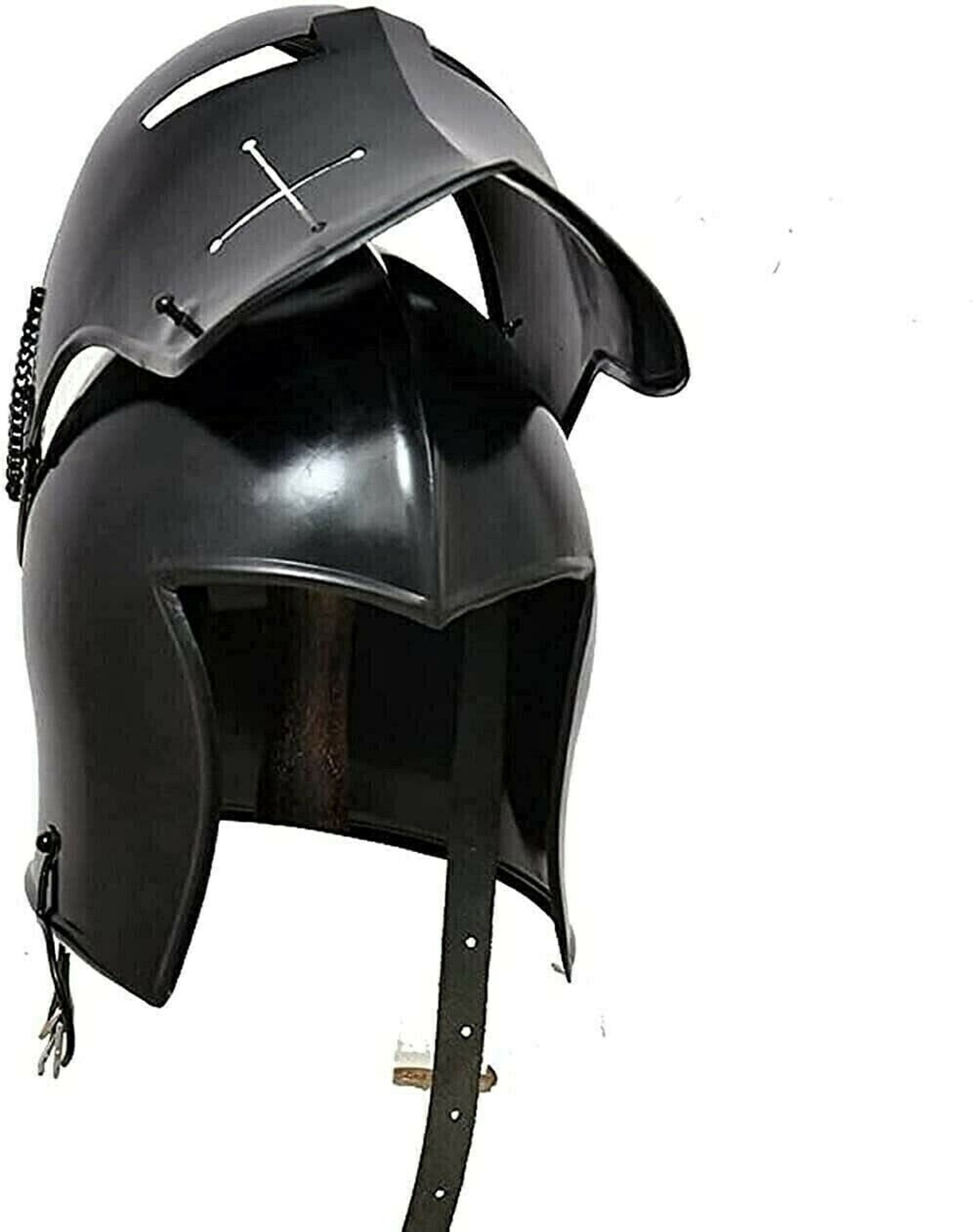 Medieval Hand-forged BLACK/ SILVER Visor Combat Barbute - Etsy