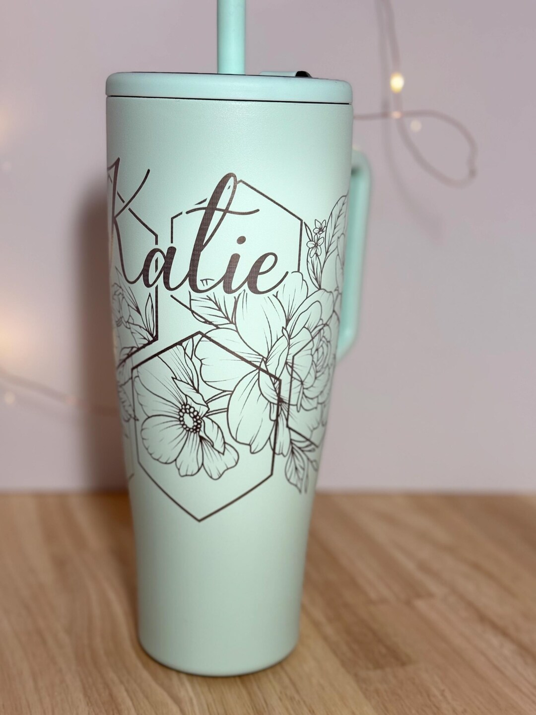 Wild Flowers & Hexagon Window Engraved Brumate Tumbler - Custom Floral ...