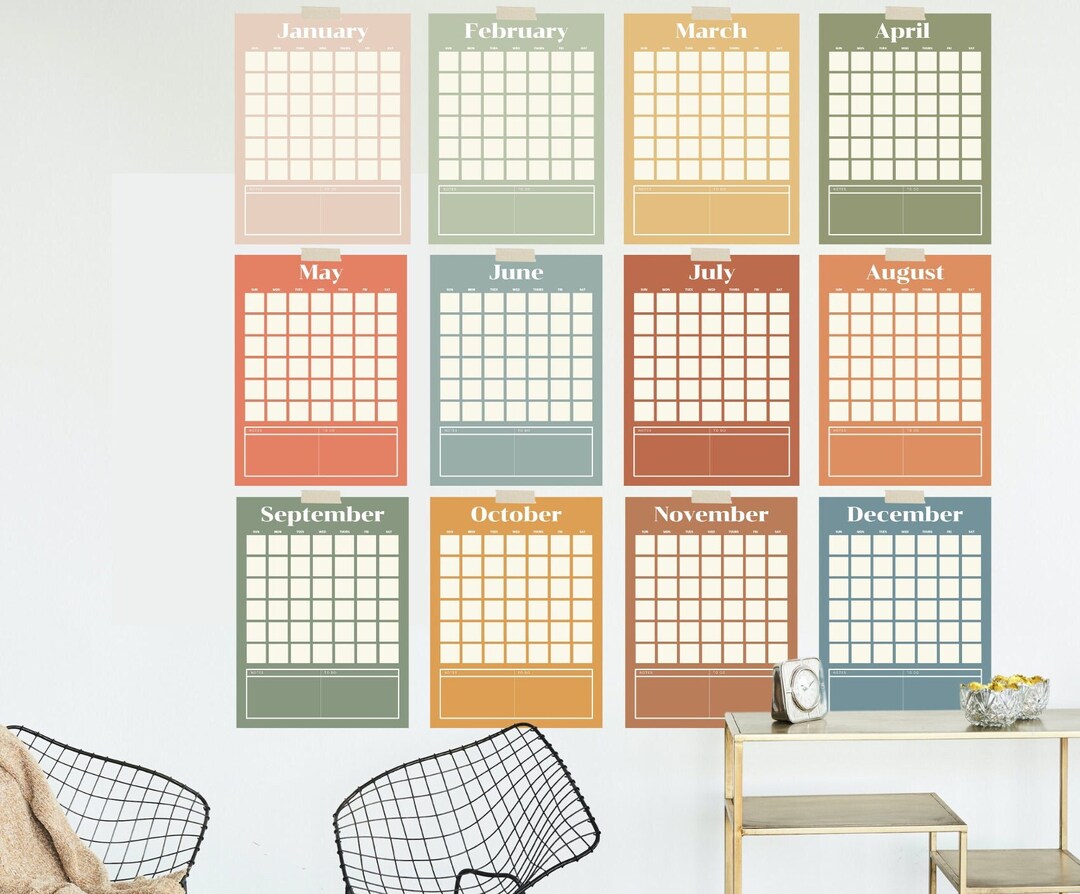 Large Monthly Wall Planner Your Choice of Size Download Individual ...