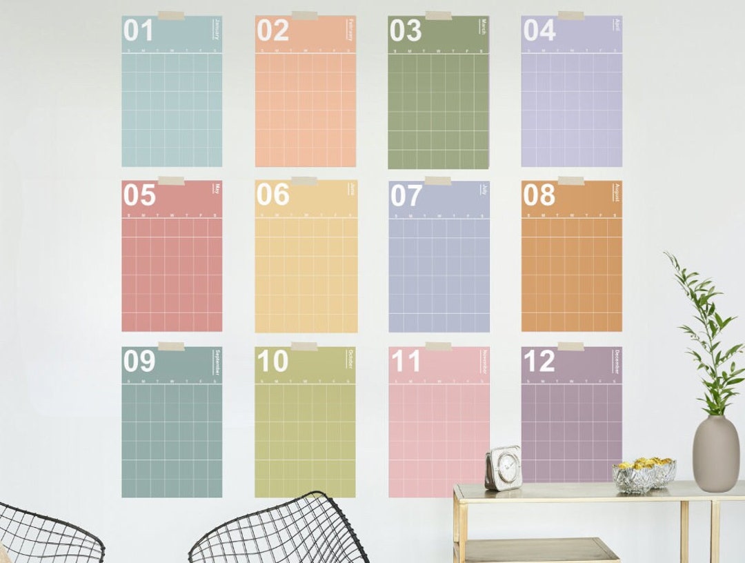 Earthy Large Monthly Wall Calendar Art 30 X 20 2:3 Size Download ...