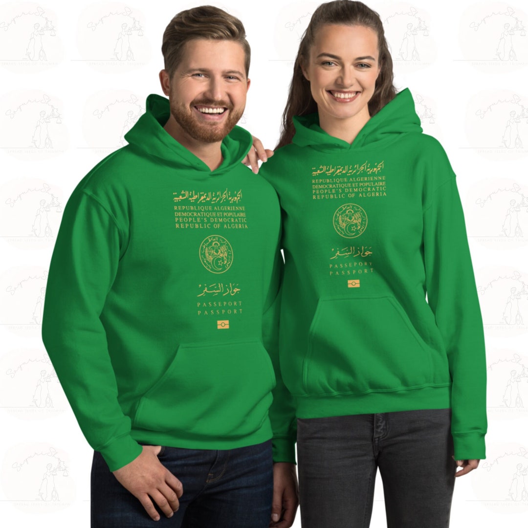 Algerian Republic Passport Cover Hoodie, Algeria Lovers Hoodie ...