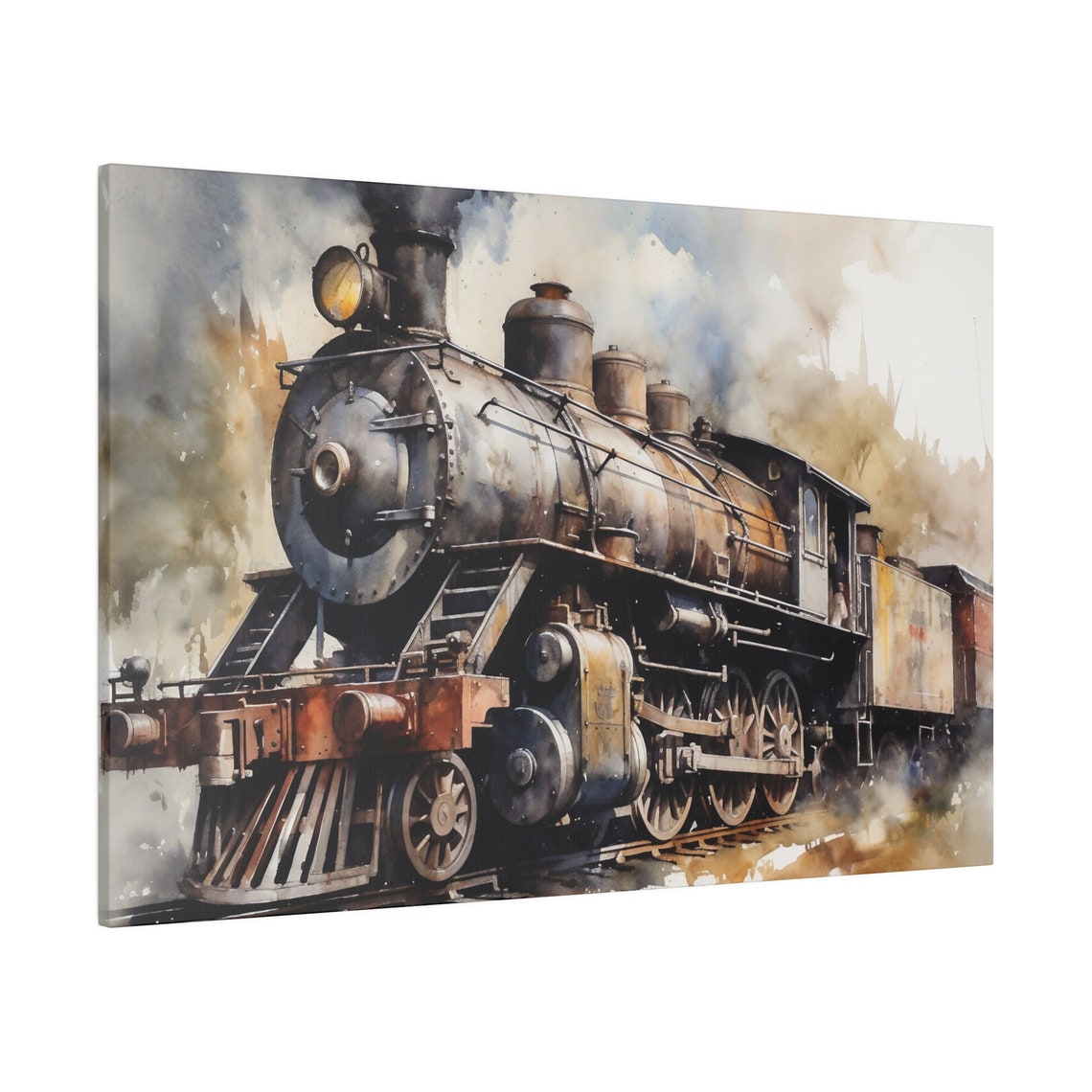 Vintage Steam Locomotive Watercolor Painting Print Perfect - Etsy