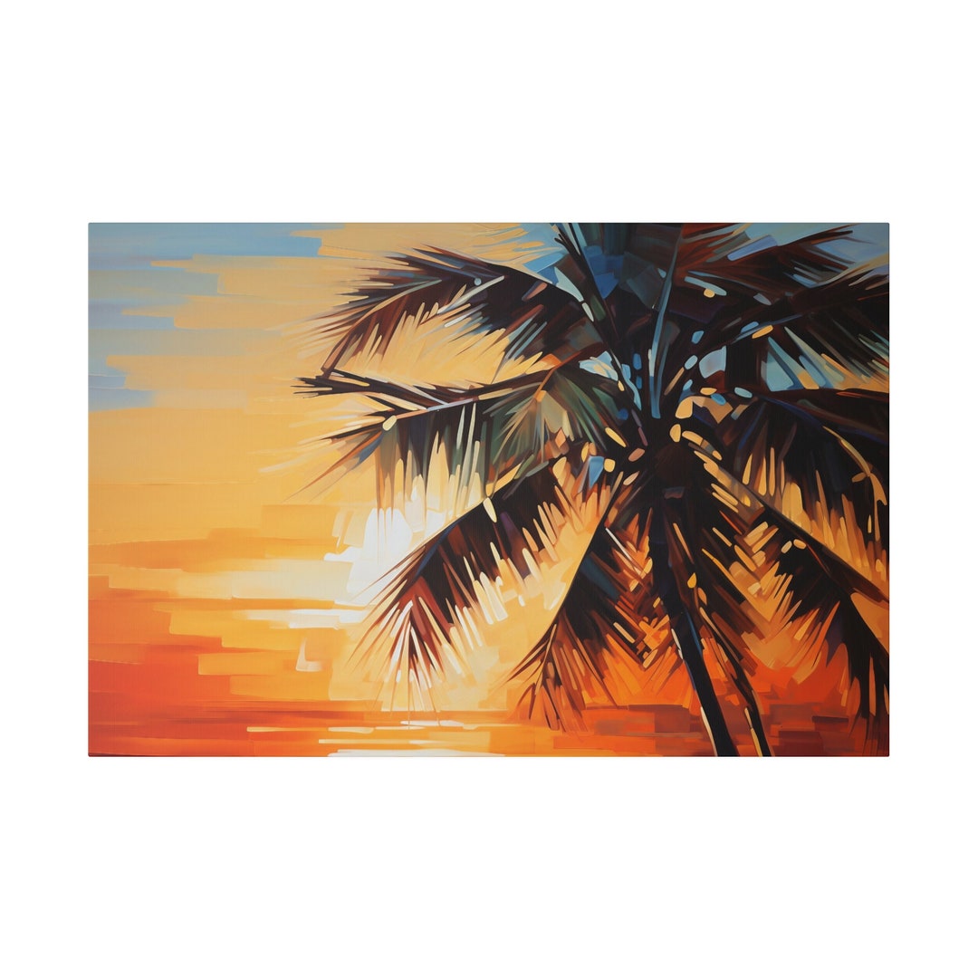 Tropical Sunset Palm Trees Canvas Art - Etsy