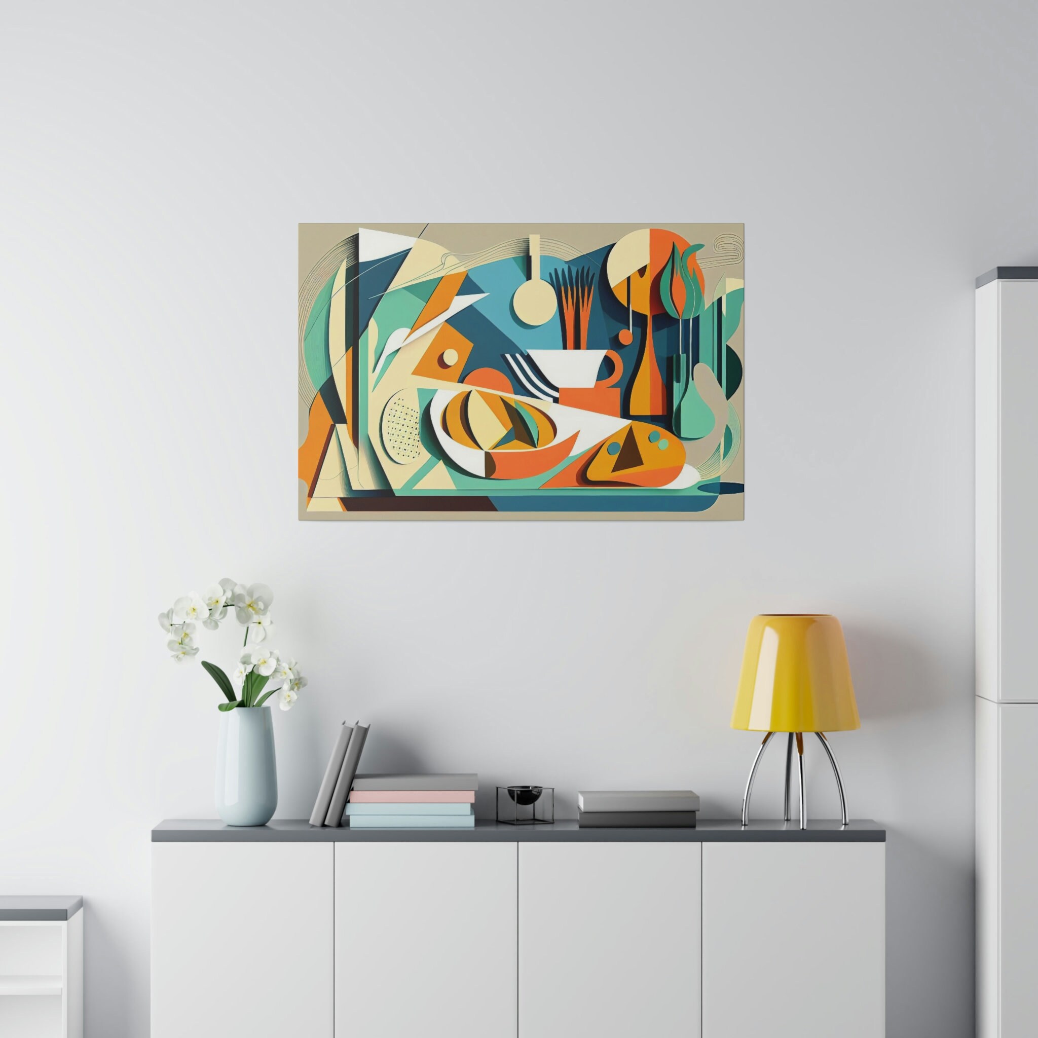 Abstract Modern Kitchen Design Kitchen Place Setting Bright Vibrant ...