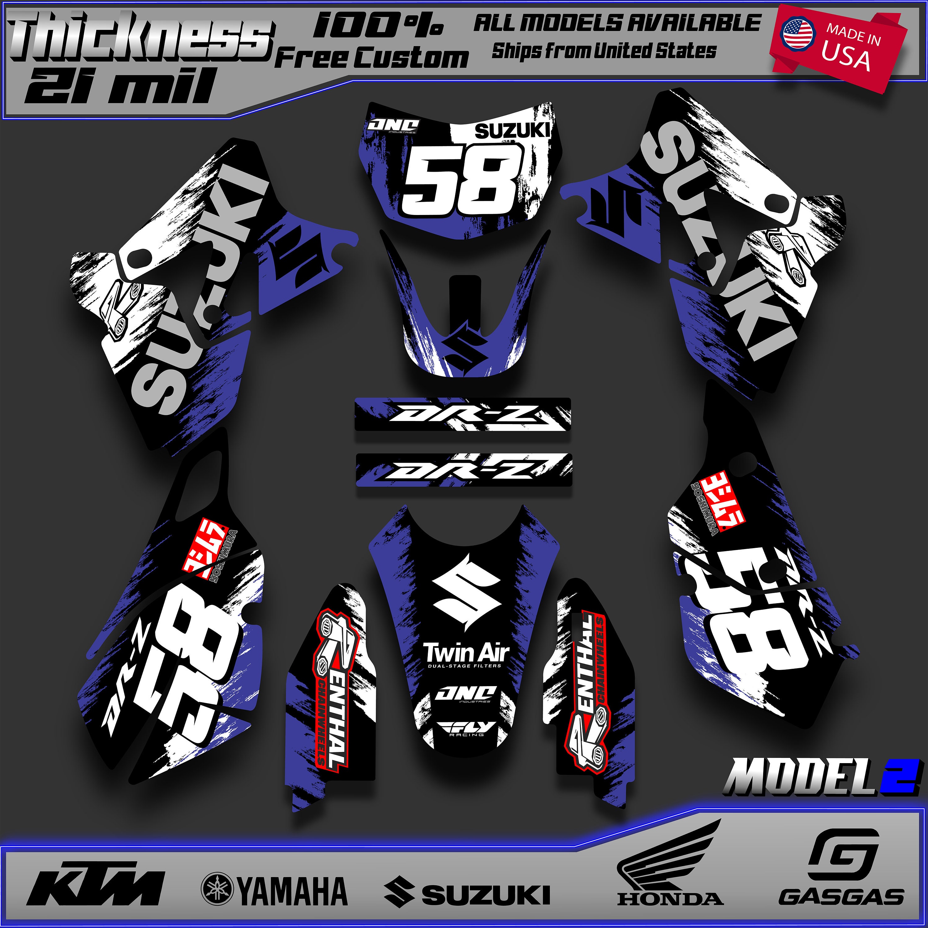 Graphics Decal Kit for Suzuki DRZ400SM (all Years) DRZ 400 SM S E - Etsy
