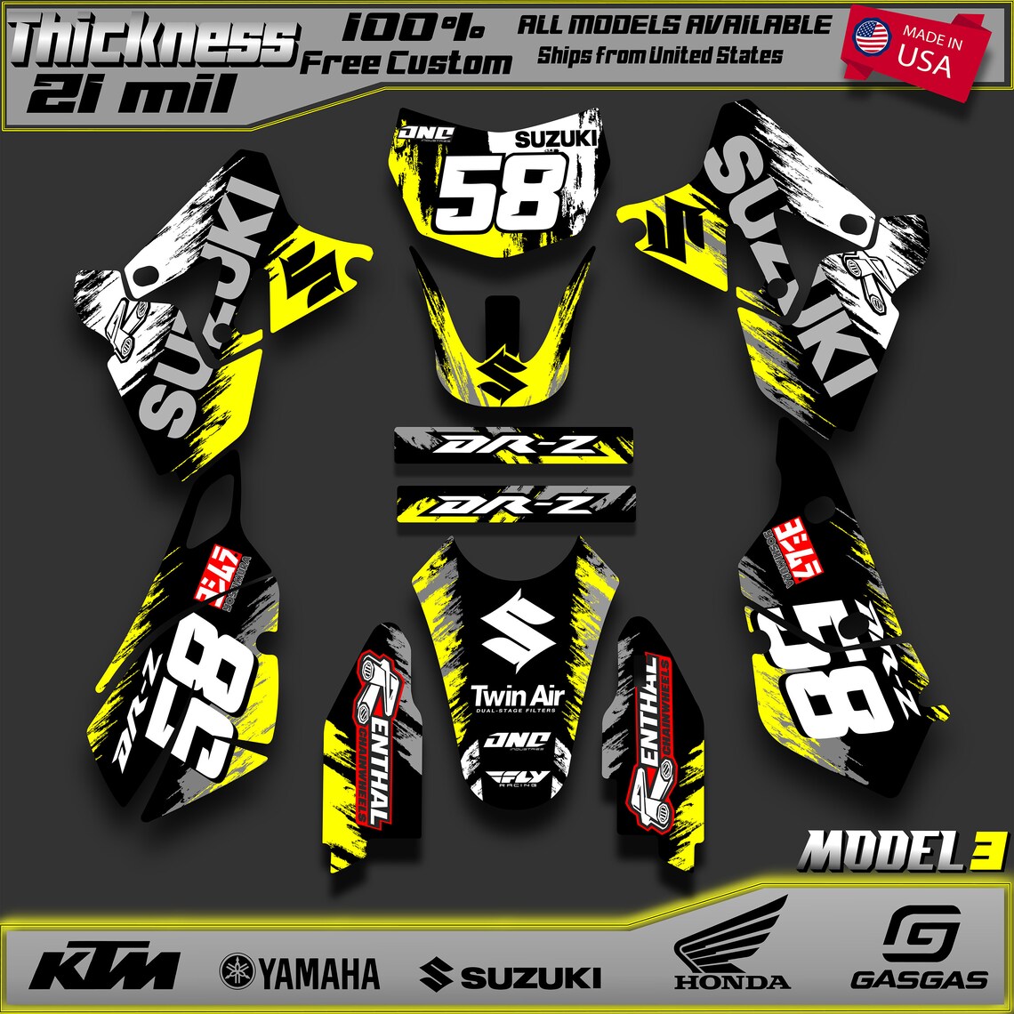 Graphics Decal Kit for Suzuki DRZ400SM (all Years) DRZ 400 SM S E - Etsy