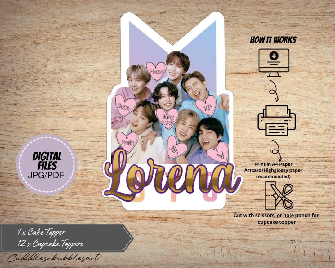 Custom BTS Kpop Cake Topper Party Decor Decorations DIGITAL DOWNLOAD ...