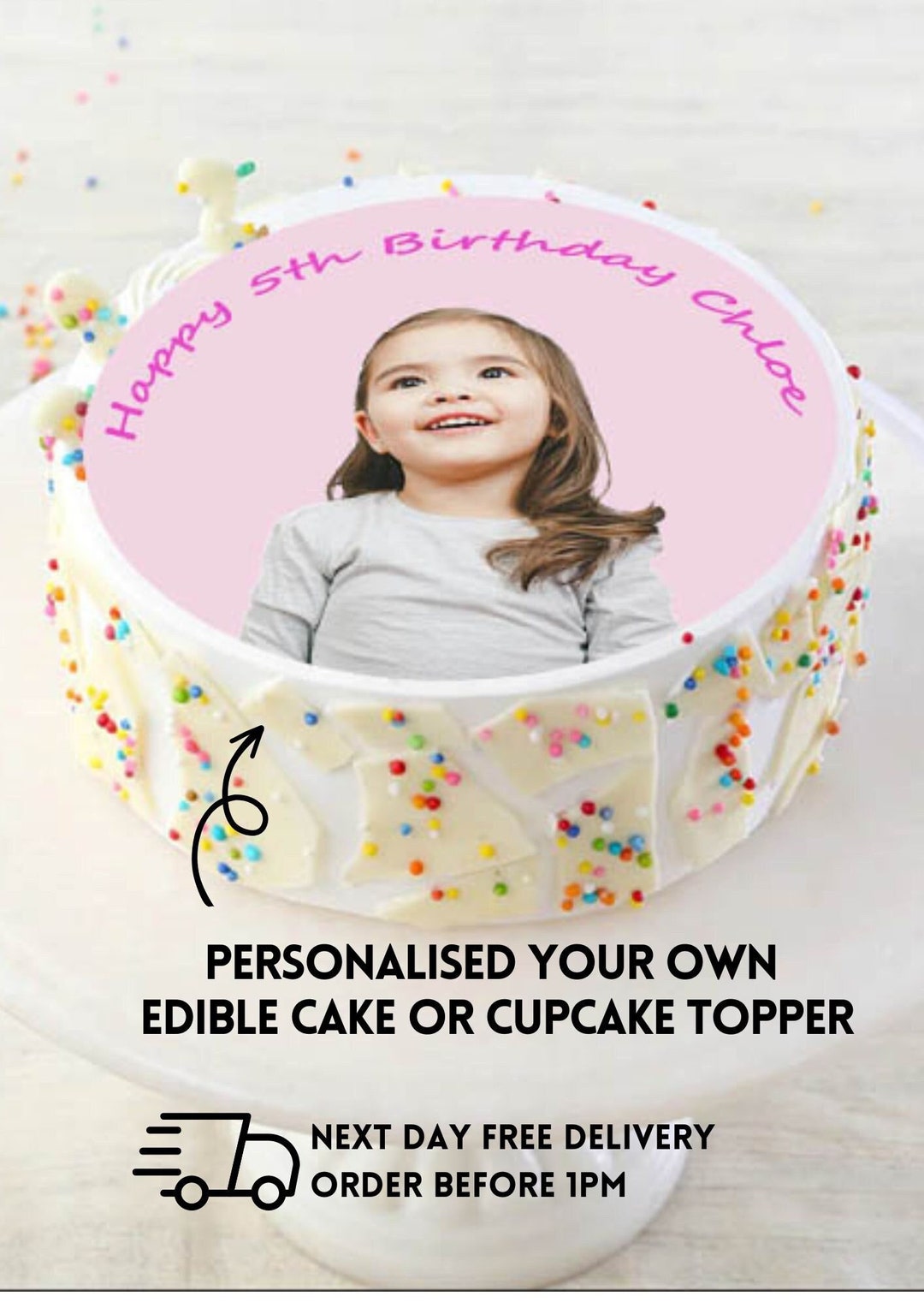 PRE-CUT Custom Edible Image Cake Topper Your Photo Logo Cupcakes ...