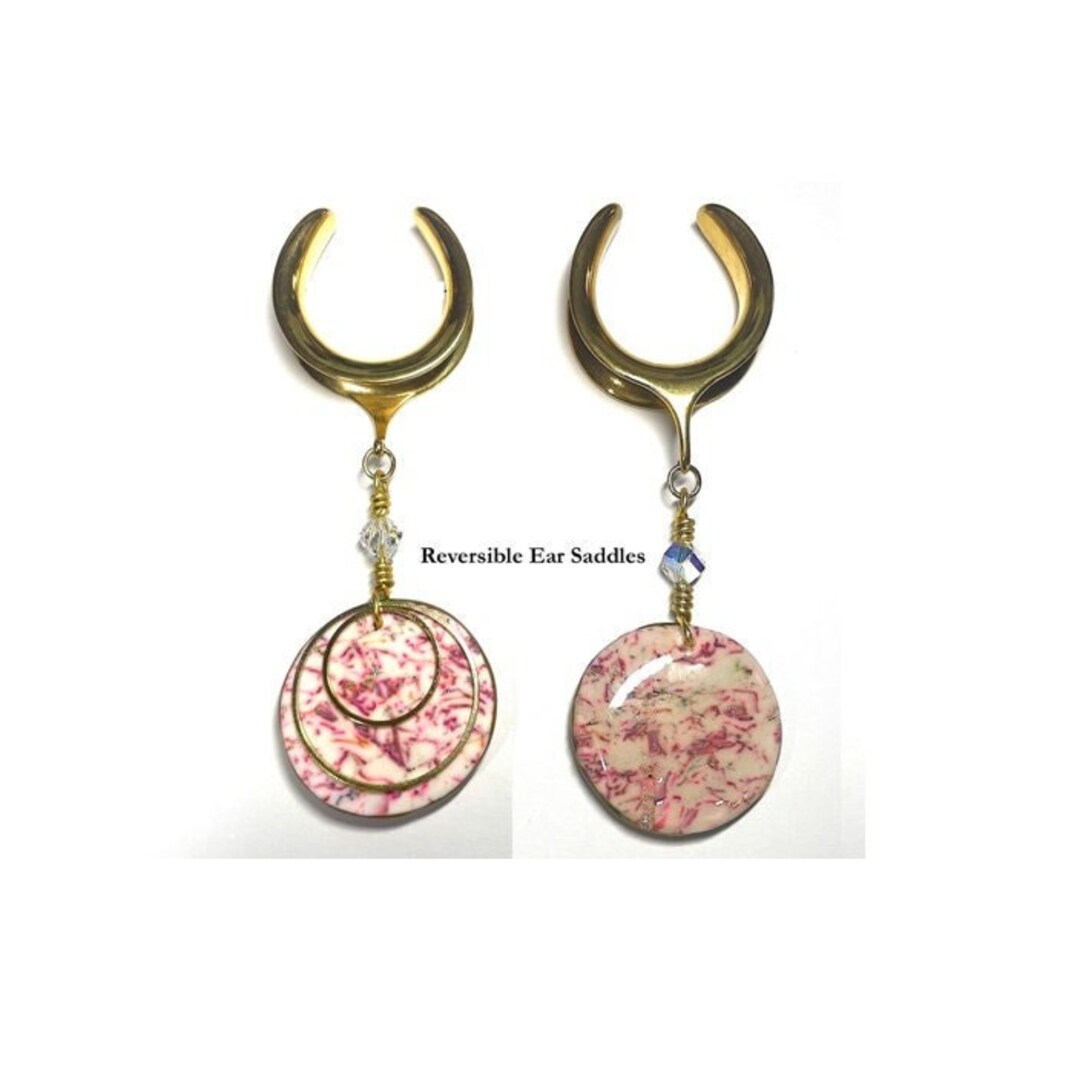 1 Inch 25mm, REVERSIBLE Ear Saddles, Gold-tone Stainless Steel,handmade ...