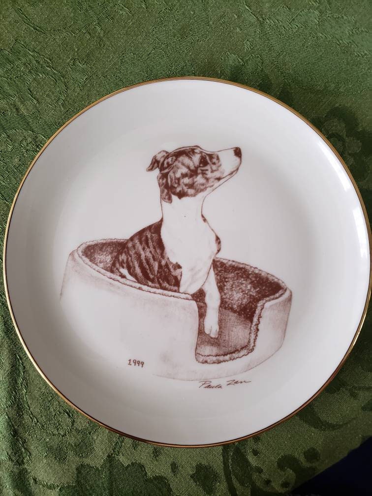 Dog Plate, Whippit in a Bed by Laurelwood Now at a Lower Price - Etsy