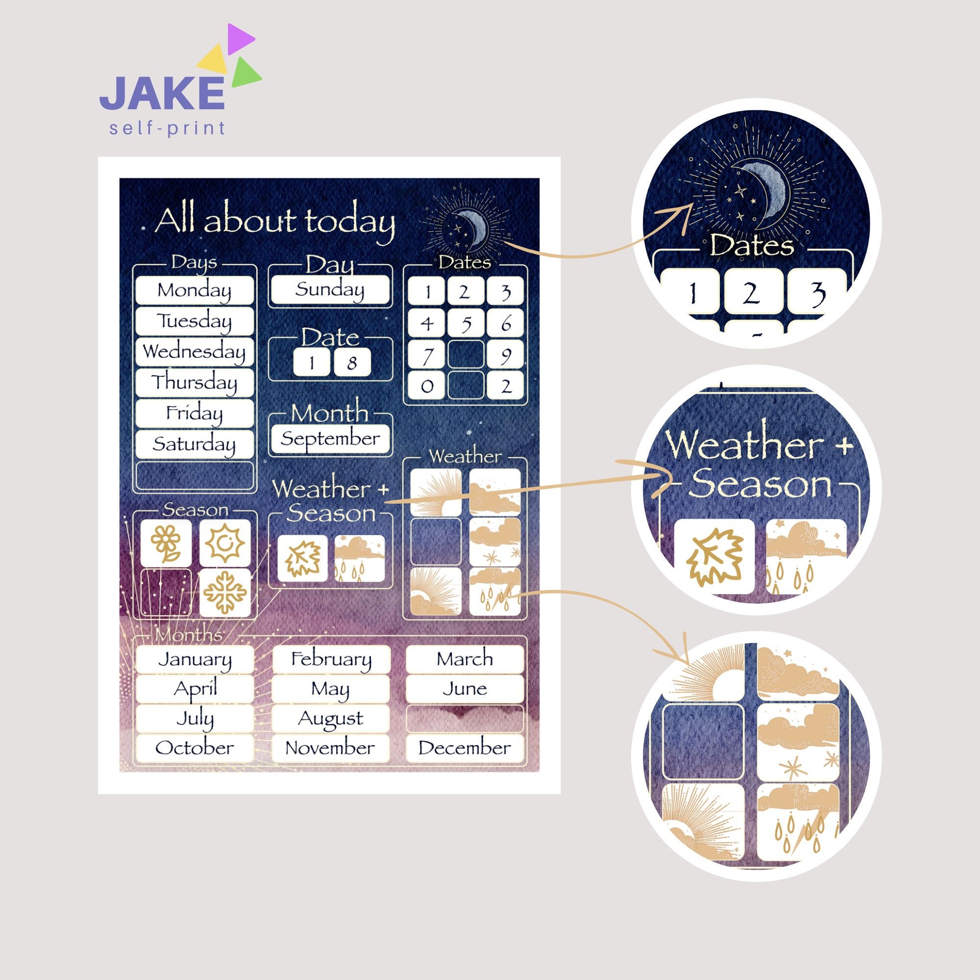 Learn Calendars With Fun, PDF Self Print, Kids School Material ...