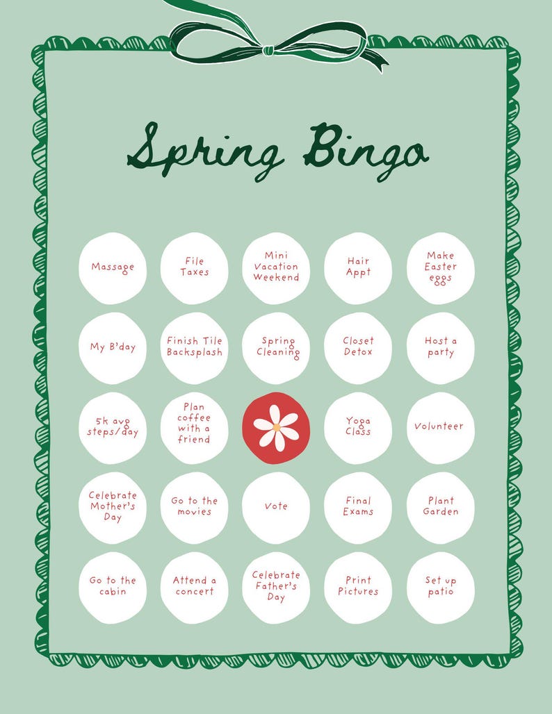 Spring-themed Bingo Printable | Aesthetic Bingo Card | Instant Digital ...