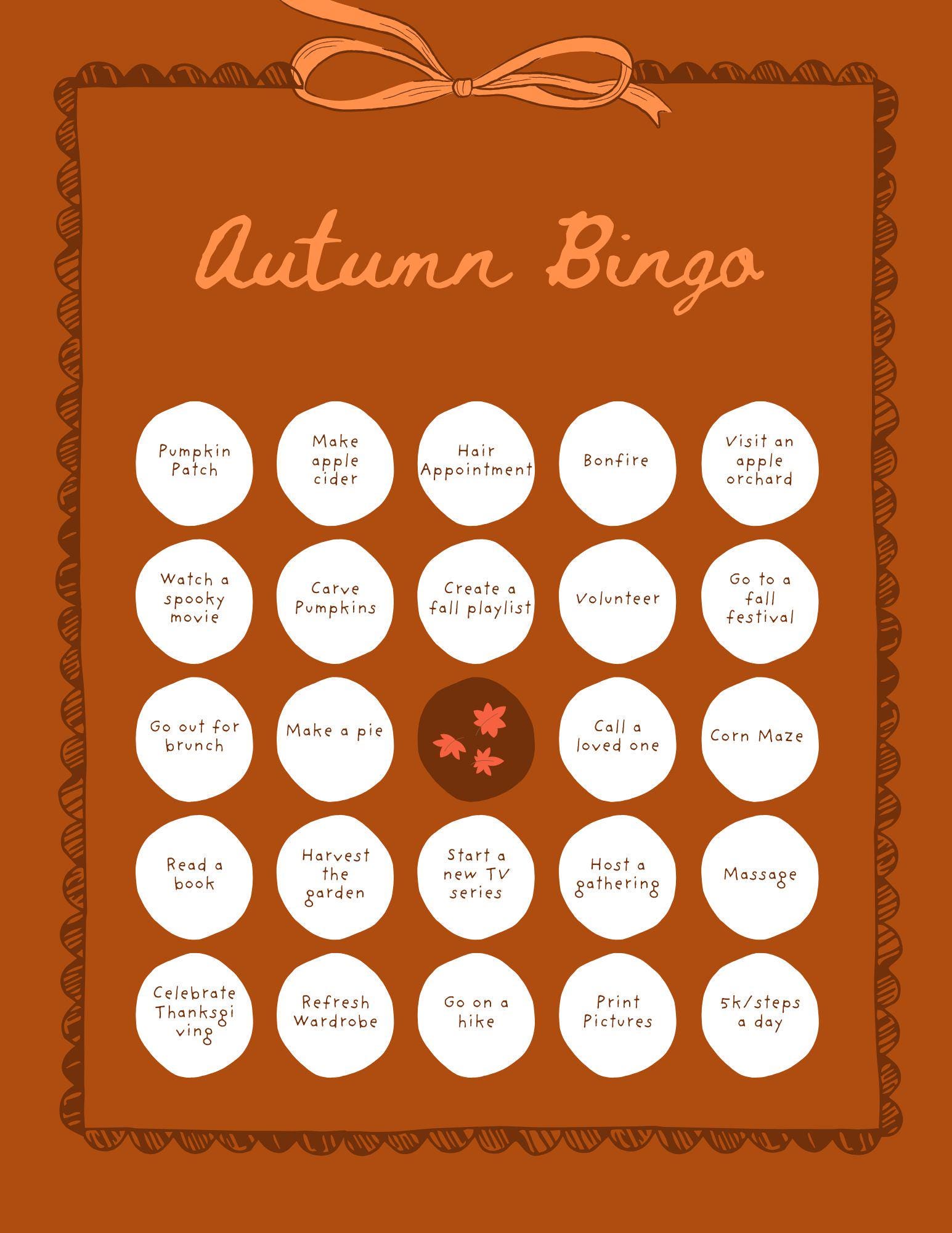 Autumn-themed Bingo Printable | Aesthetic Bingo Card | Instant Digital ...