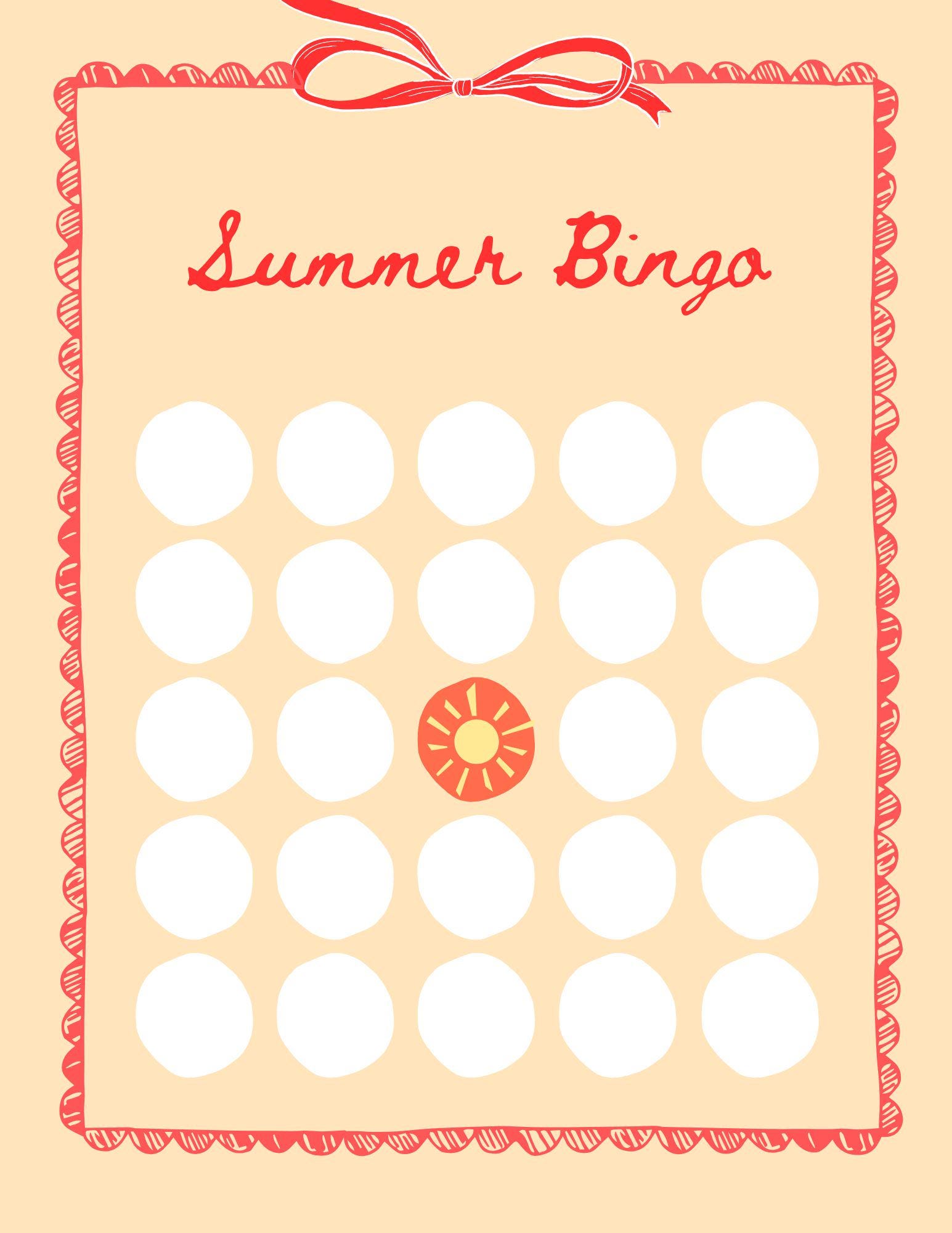 Blank Summer-themed Bingo Printable | Aesthetic Bingo Card | Instant ...