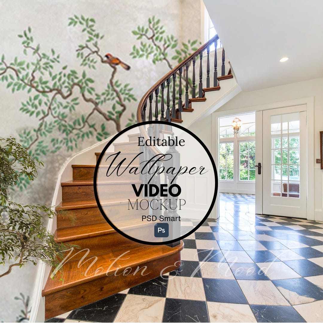 Animated Staircase Wallpaper Video Mockup, Home Decor Wallpaper Mockup ...